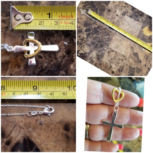 Jewelry | Floating Heart Cross Necklace 19 Long | Poshmark